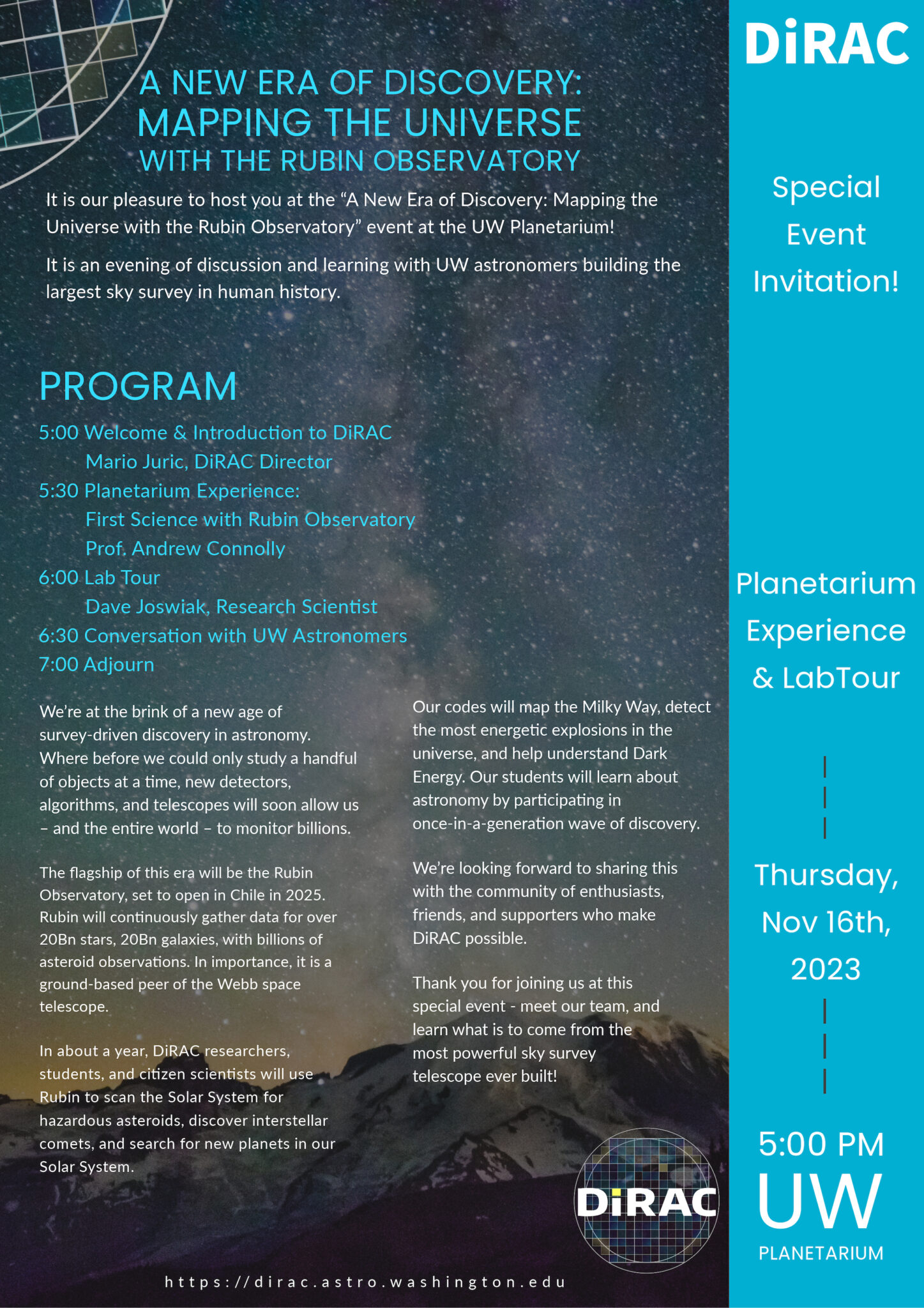 DiRAC Planetarium Experience & Lab Tour - DiRAC