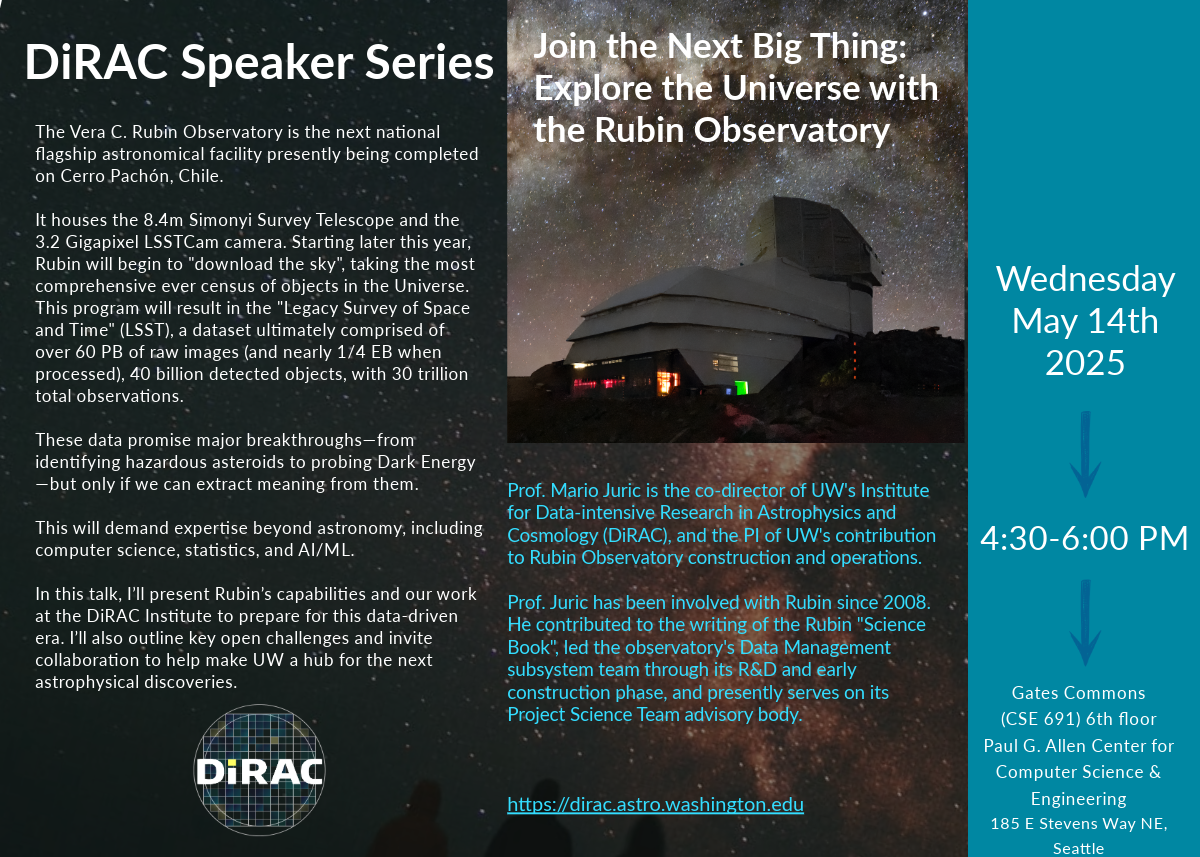 DiRAC Seminar Series: Join the Next Big Thing: Explore the Universe with the Rubin Observatory ...